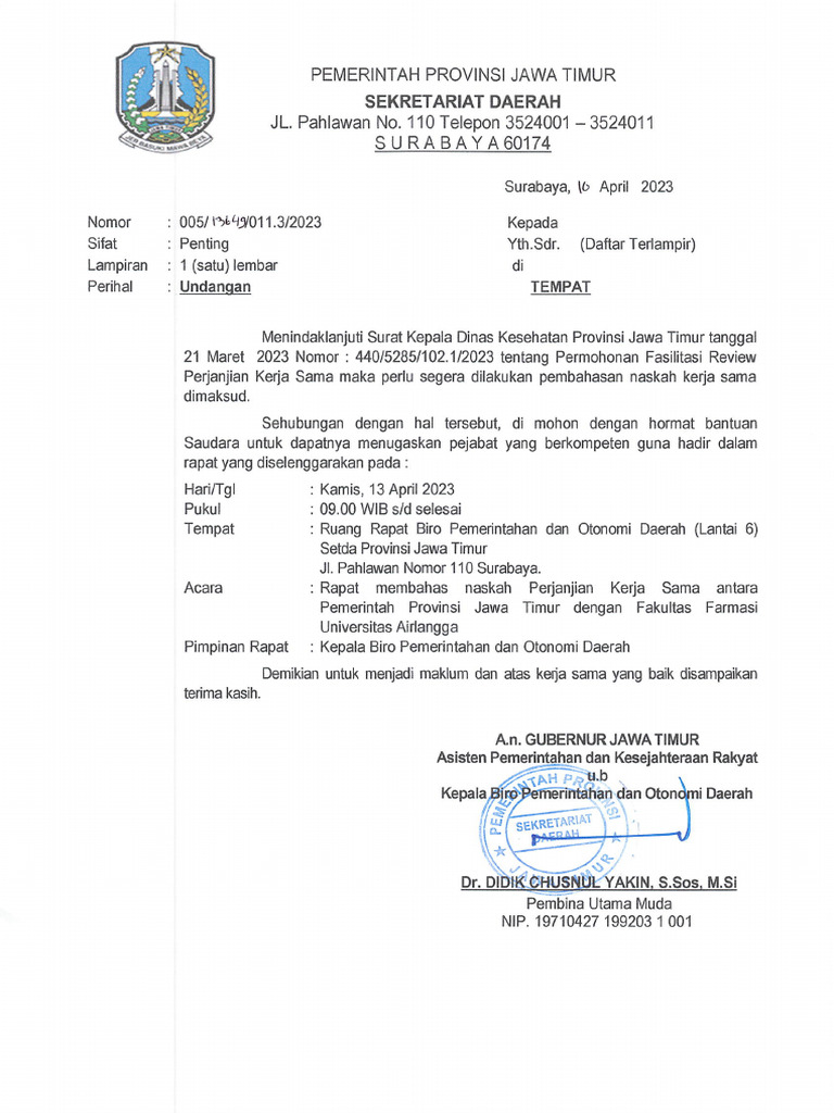 Undangan Rapat Farmasi Unair | PDF