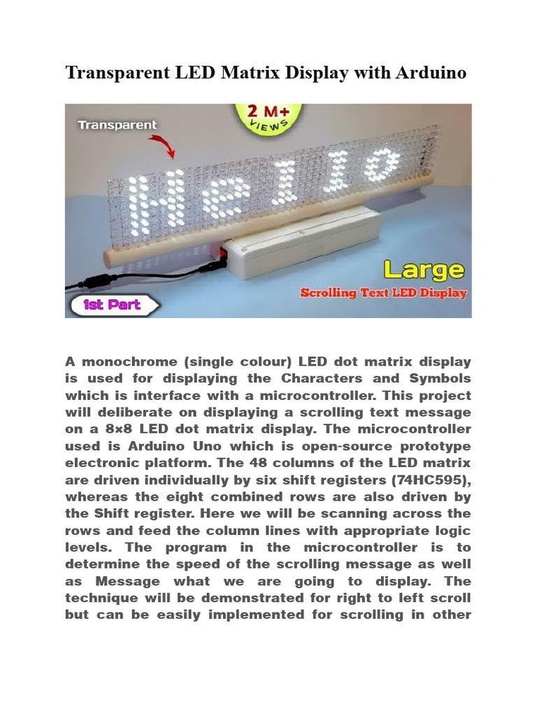 Led Matrix Display Using Adruino | PDF | Computers | Technology ...