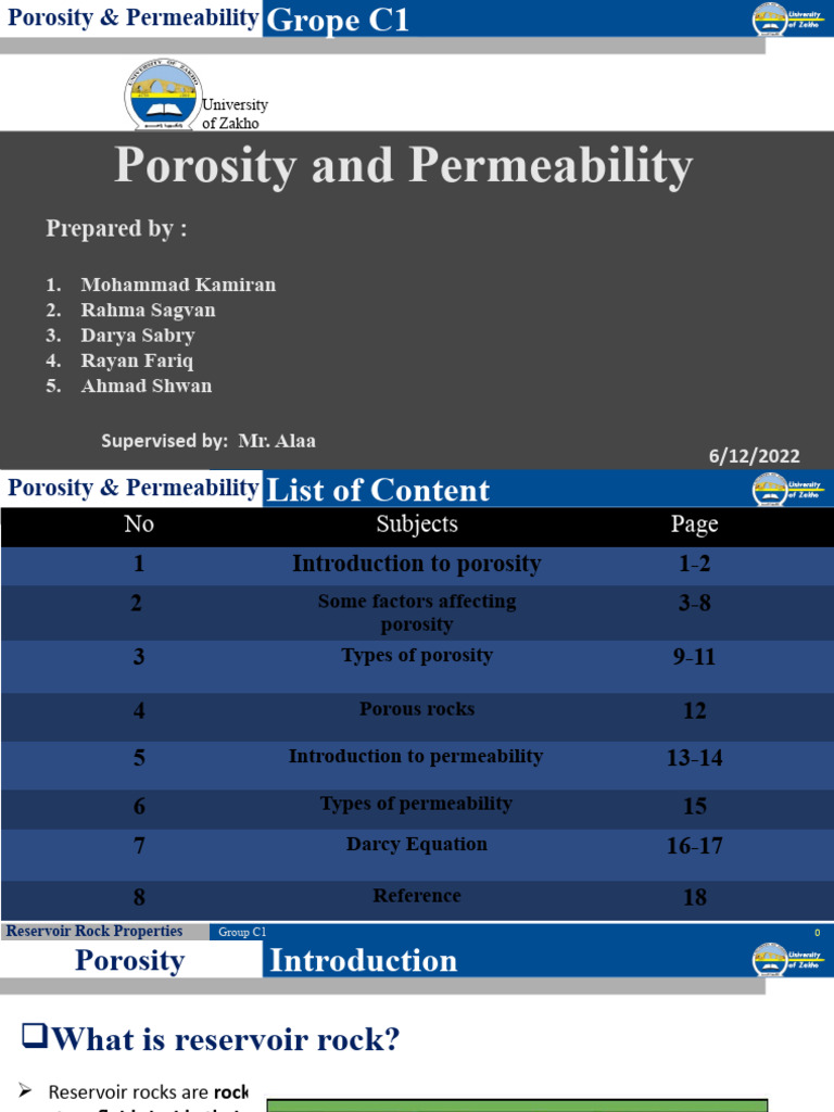 Porosity and Permeability in Reservoirs | PDF | Permeability (Earth ...