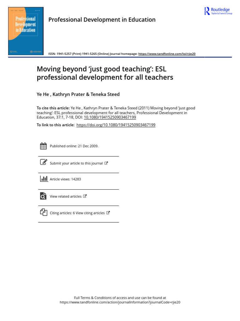 Moving Beyond Just Good Teaching ESL Professional Development For All ...