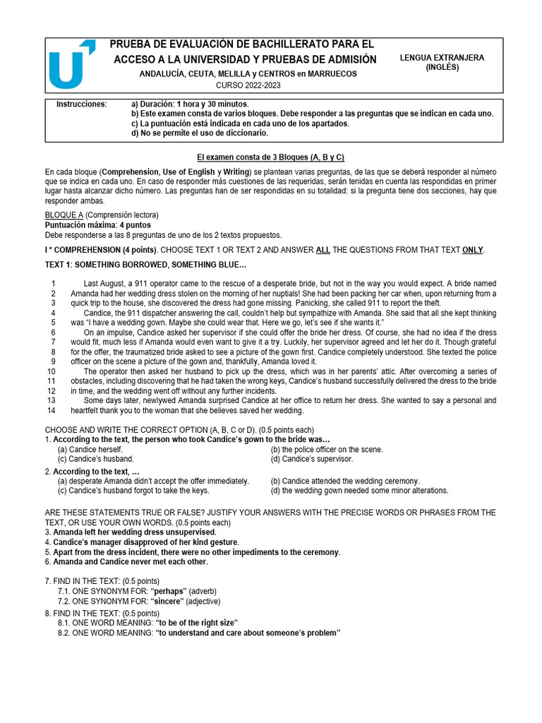 Examen Ingles Suplente A | PDF | Accent (Sociolinguistics) | English ...