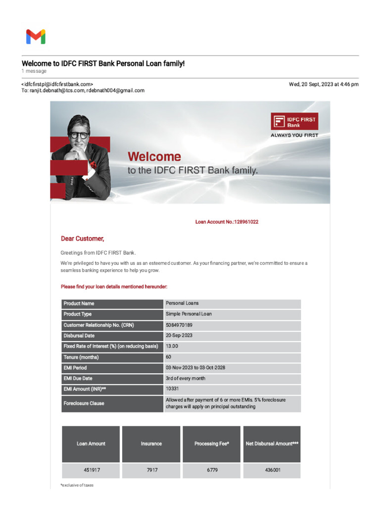 IDFC FIRST Bank Personal Loan | PDF | Banks | Loans