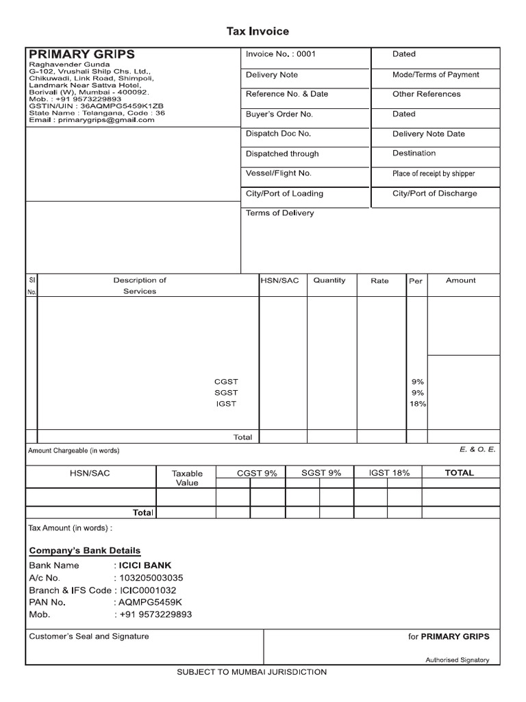Primary Grips Taxinvoice | PDF