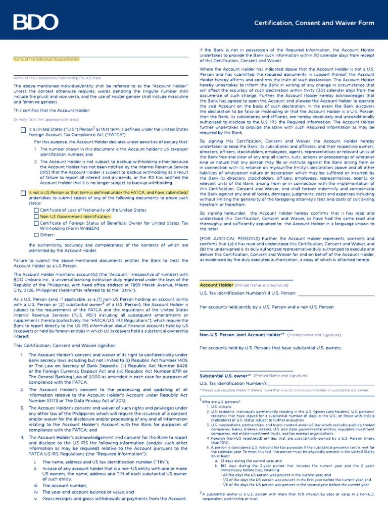 Certification, Consent and Waiver | PDF