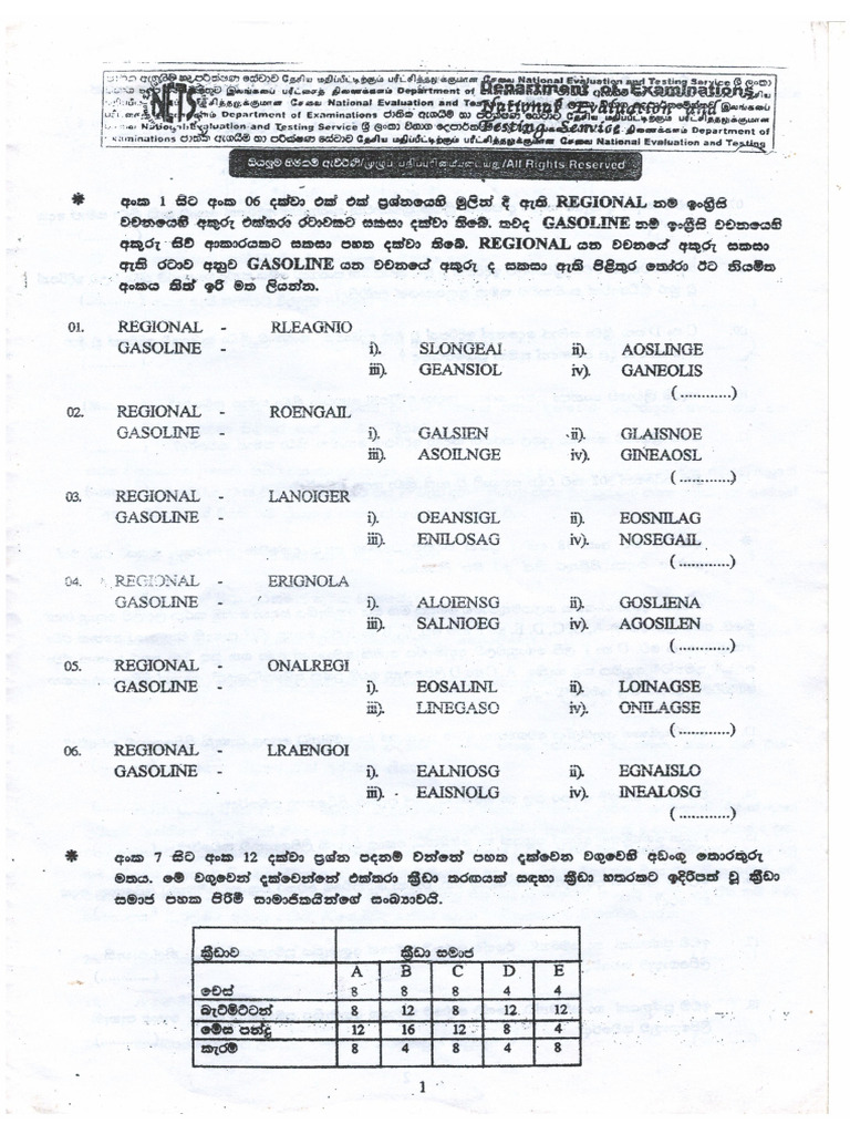 2023.11.05 IQ Past Paper | PDF