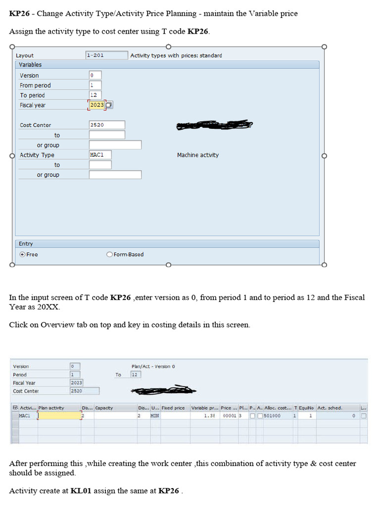 KP26 Activity Type & Price Setup | PDF | Finance & Money Management