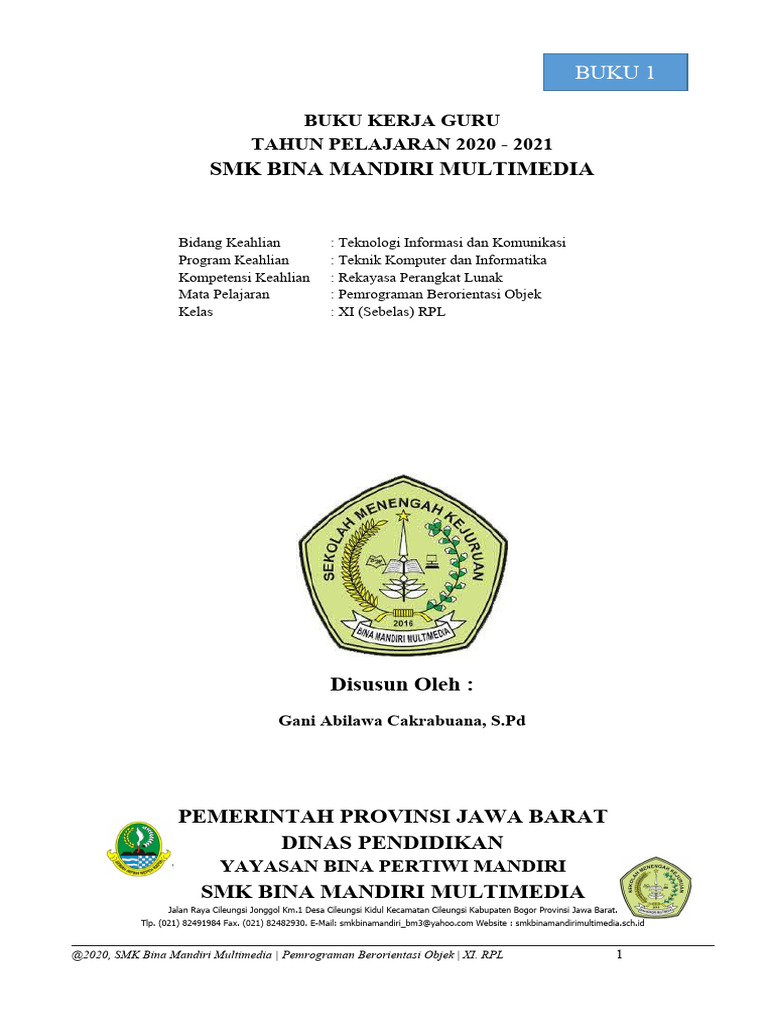 Buku Kerja Guru Pemrograman RPL 2020-2021 | PDF | Seni