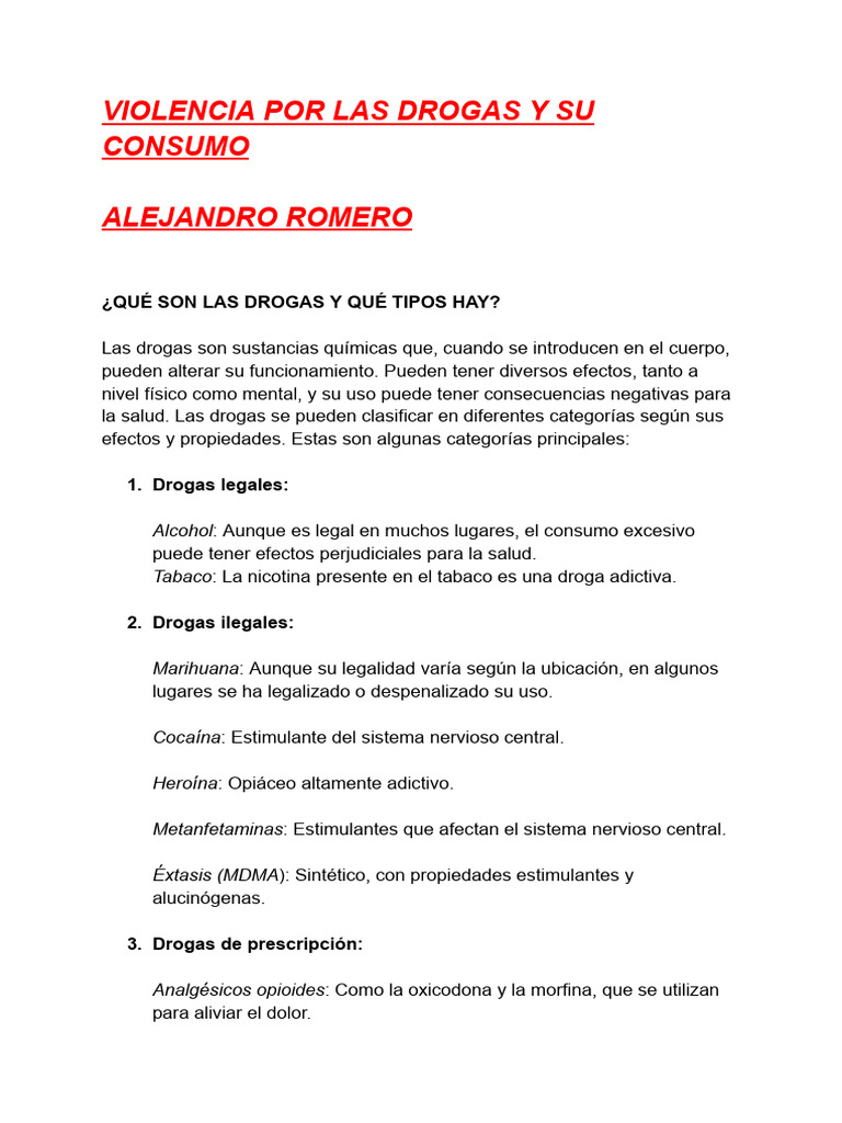 Violencia Por Las Drogas y Su Consumo | PDF | Comercio ilegal de drogas | La dependencia de ...