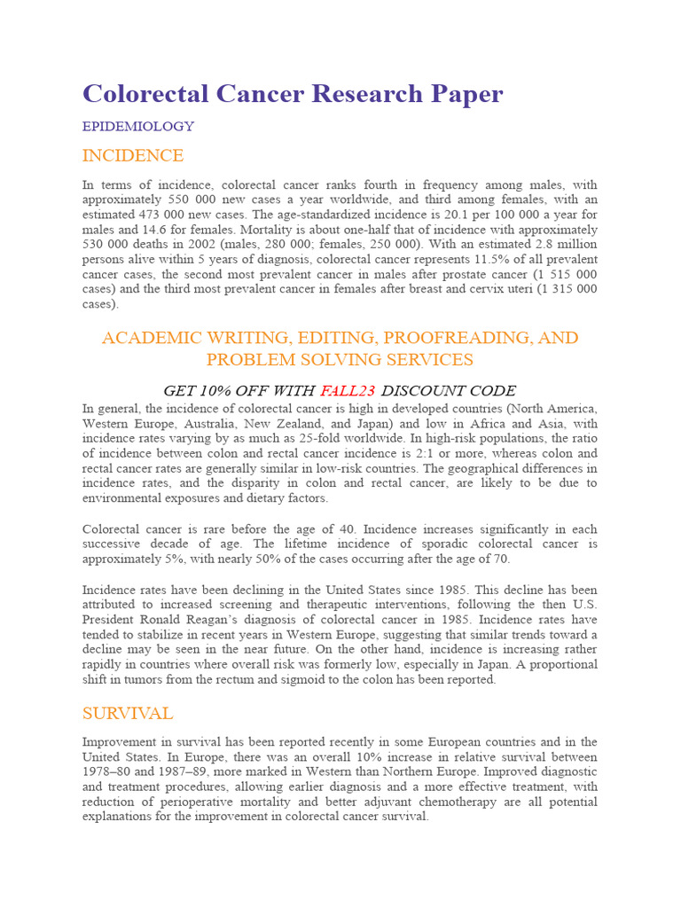 Colorectal Cancer Research Paper | Download Free PDF | Colorectal ...