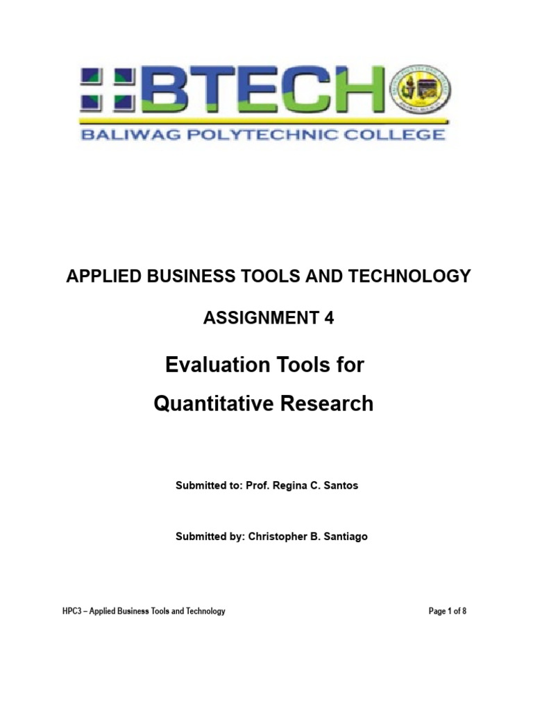 Evaluation Tools For Quantitative Research | PDF | Quantitative ...