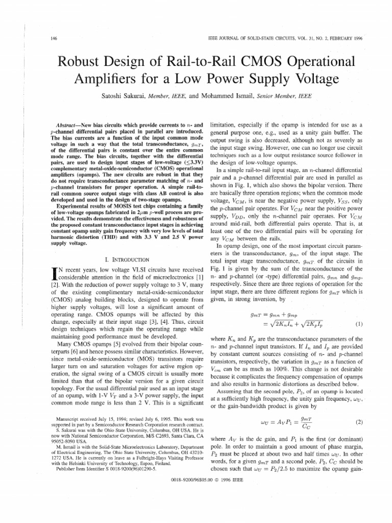 Rail To Rail Op Amp (Detailed) | PDF | Operational Amplifier | Field ...