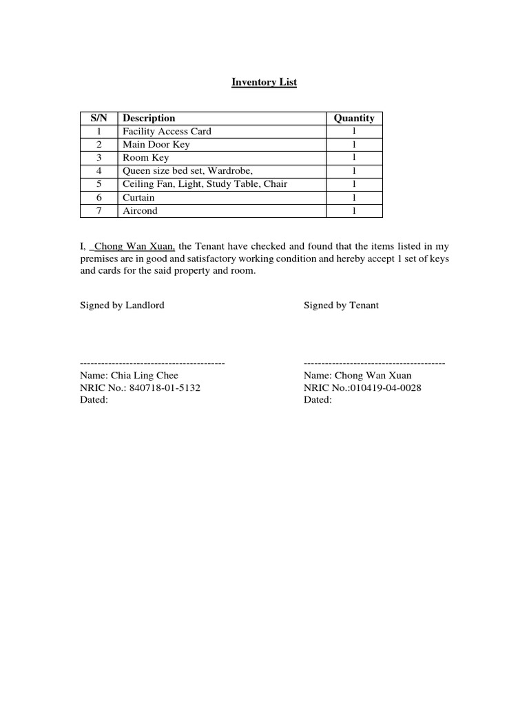 Inventory List | PDF