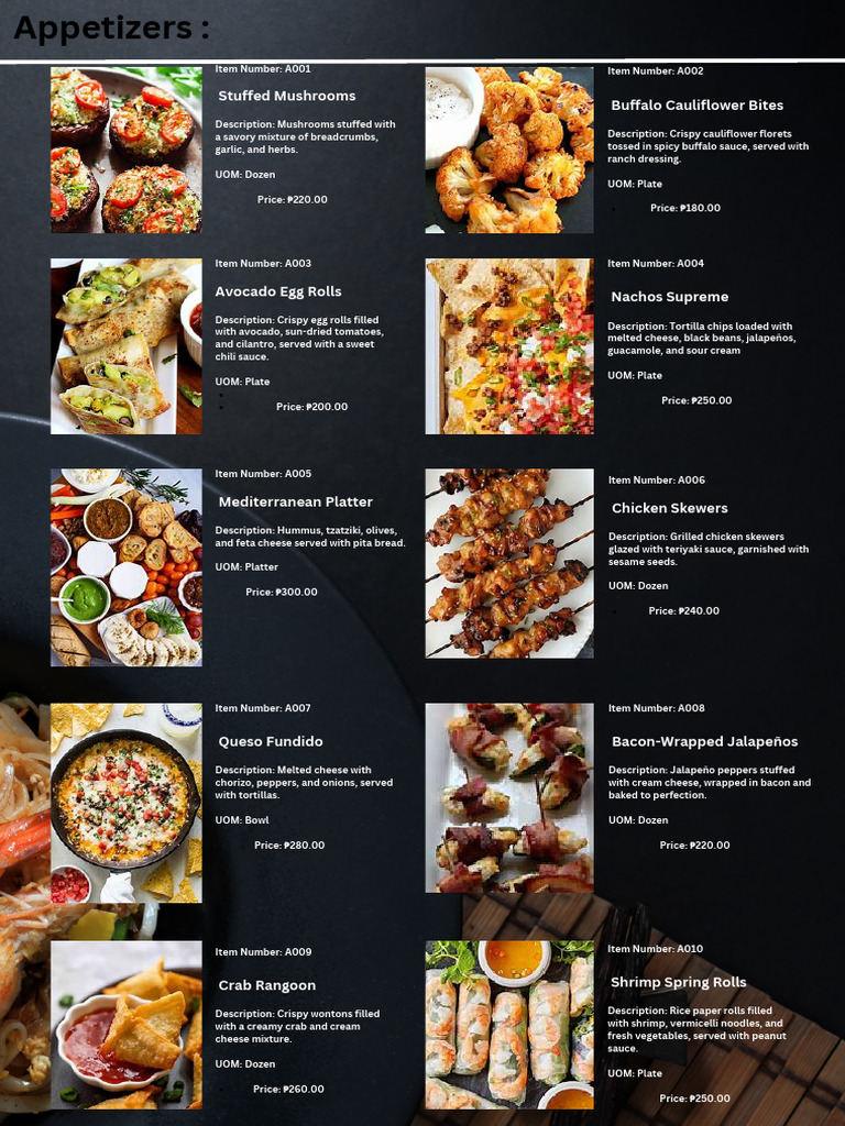 Black Modern Food Menu Portrait | PDF | Salad | Food Ingredients