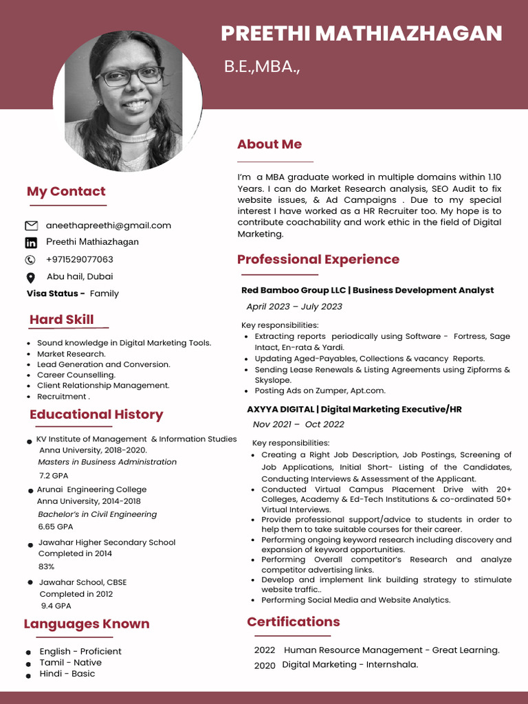 Preethi Resume | PDF | Recruitment | Search Engine Optimization