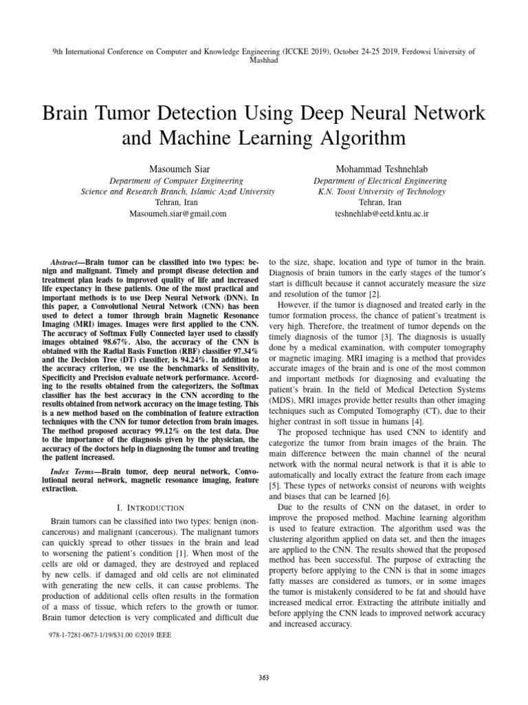 Brain Tumor Detection Using Deep Neural Network Pdf Deep Learning 7982