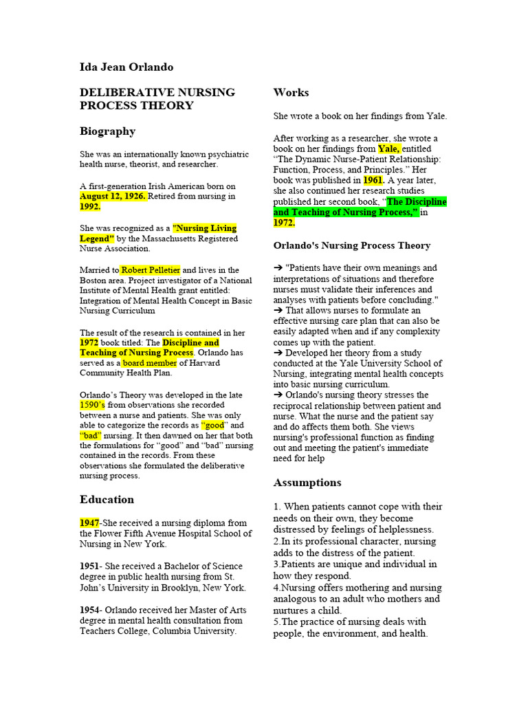 Ida Jean Orlando | PDF | Nursing | Psychology