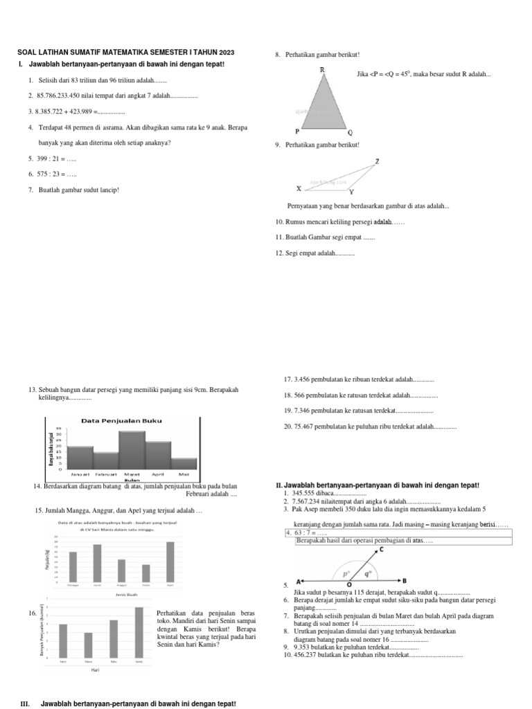 Soal Latihan Sumatif Matematika | PDF | Griya & Taman
