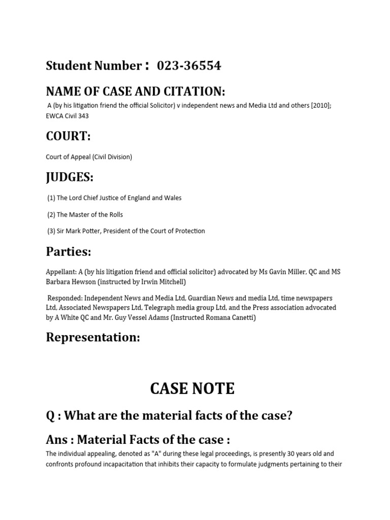 Case Note-1 | PDF | Judgment (Law) | Privacy