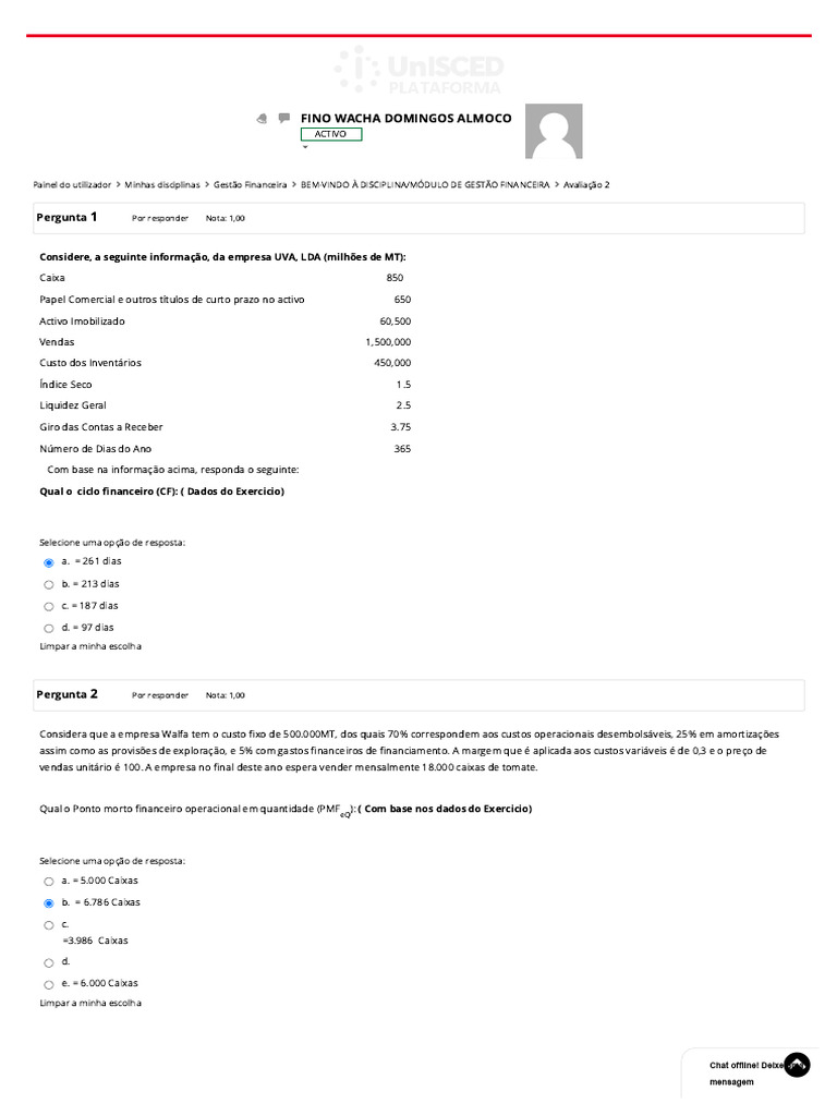 Fino Wacha Domingos Almoco: Pergunta | PDF | Tesouro | Fluxo de caixa