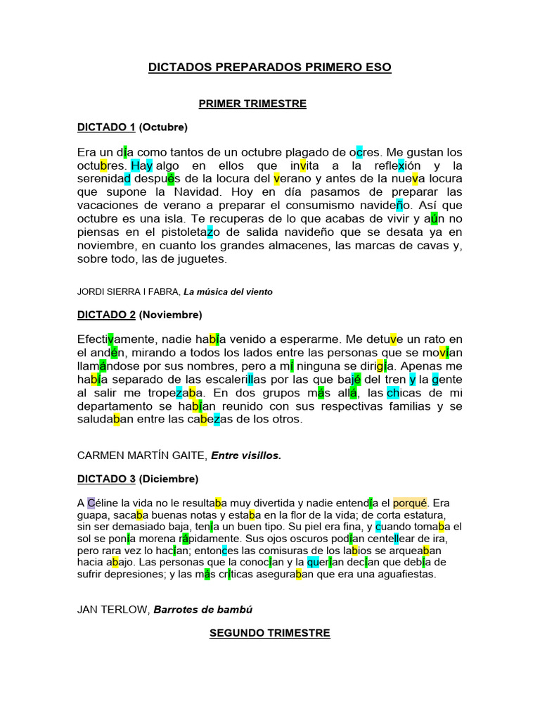 Dictados Por Meses Todo Variado | PDF