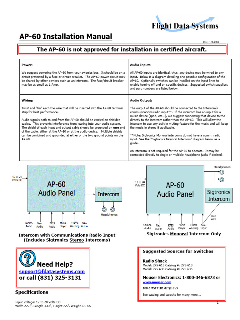 AP60 Manual | PDF | Switch | Fuse (Electrical)