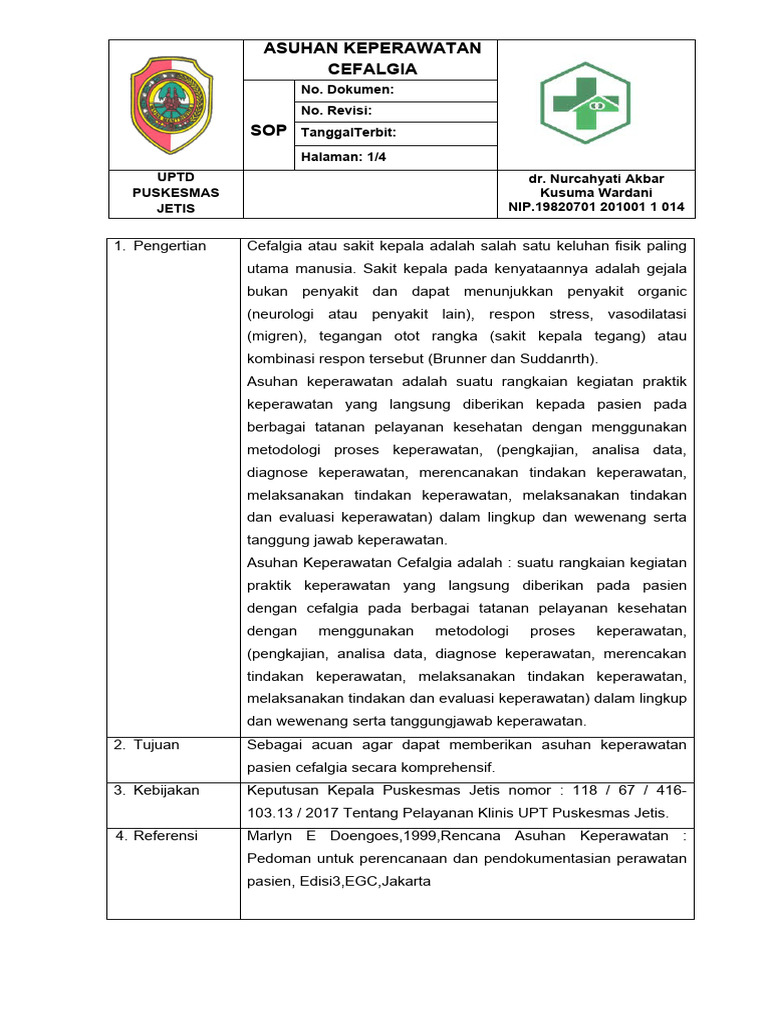 Asuhan Keperawatan Cefalgia | PDF
