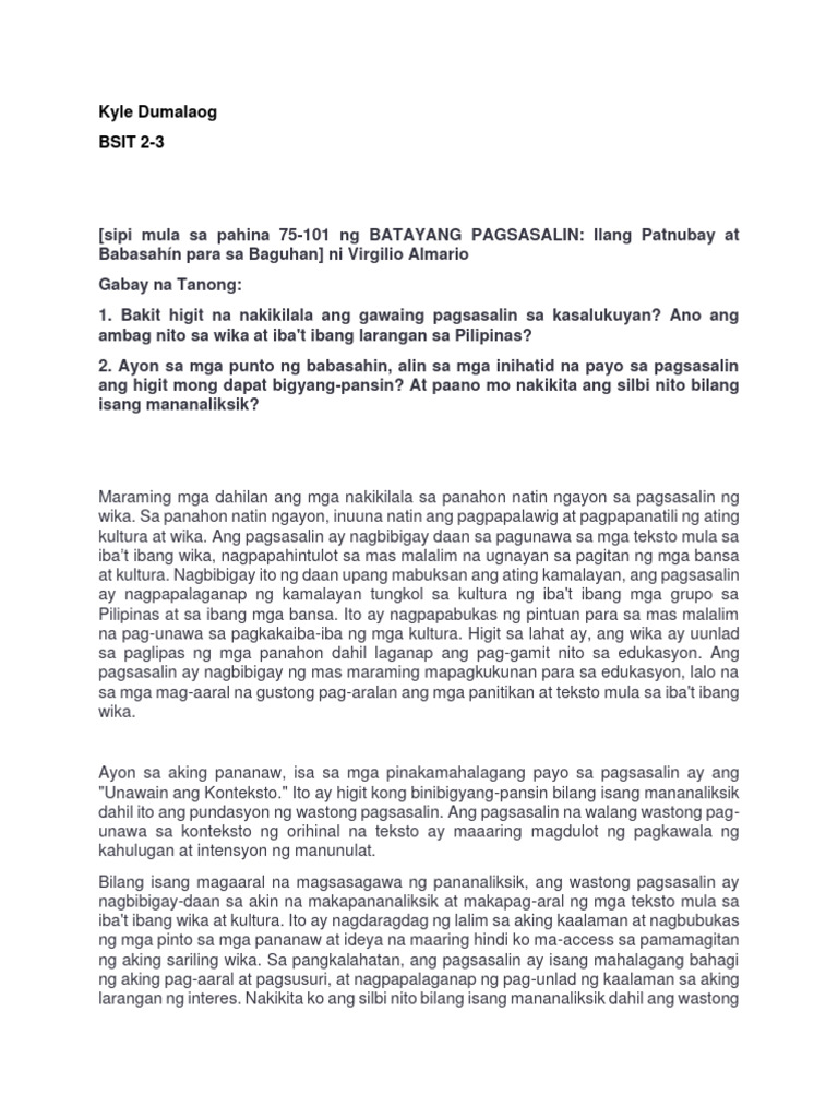 Dumalaog Bsit 2-3 Gawain 2 | PDF