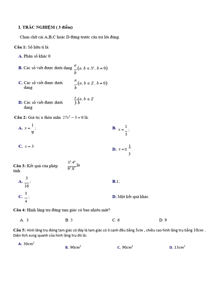 De Kiem Tra Giua Hoc Ki 1 Toan 7 de So 2 Canh Dieu 1666327174 | PDF