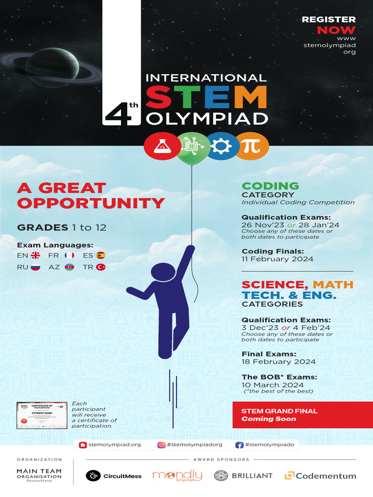 4th STEM Olympiad Poster EN | PDF | Educational Stages | Qualifications