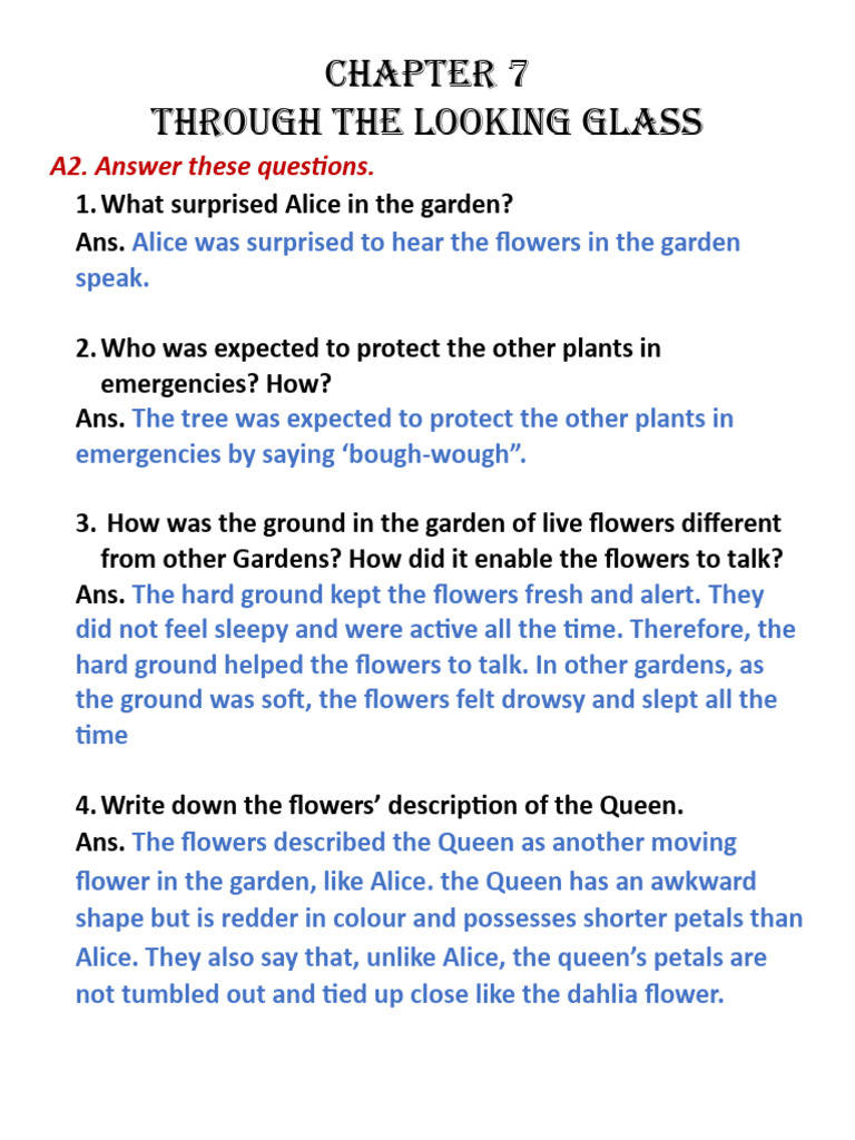 Questions on "Through the Looking Glass" | PDF | Language Arts & Discipline