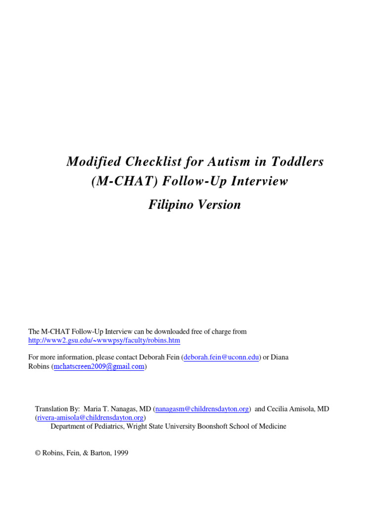 M-CHAT Filipino Nanagas FollowUp | PDF