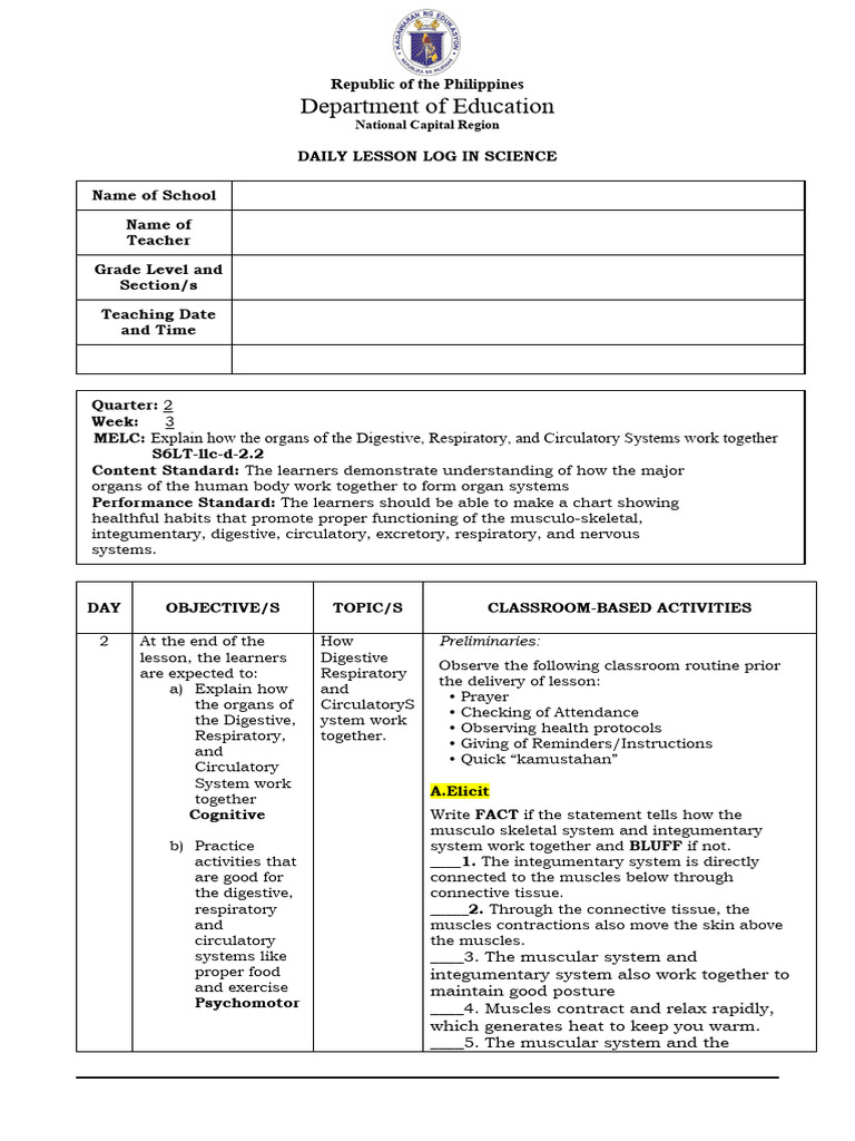DLP How Digestive Circulatory Respiratory Work | PDF | Respiratory ...