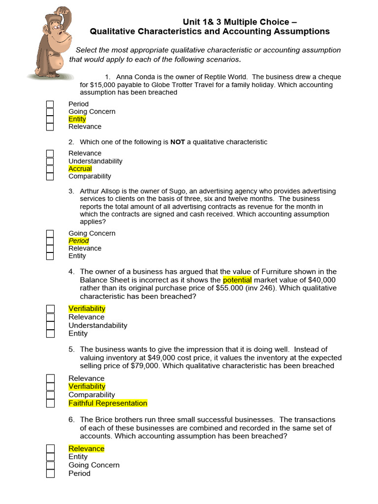 Unit 3 Multiple Choicec | PDF | Going Concern | Prices