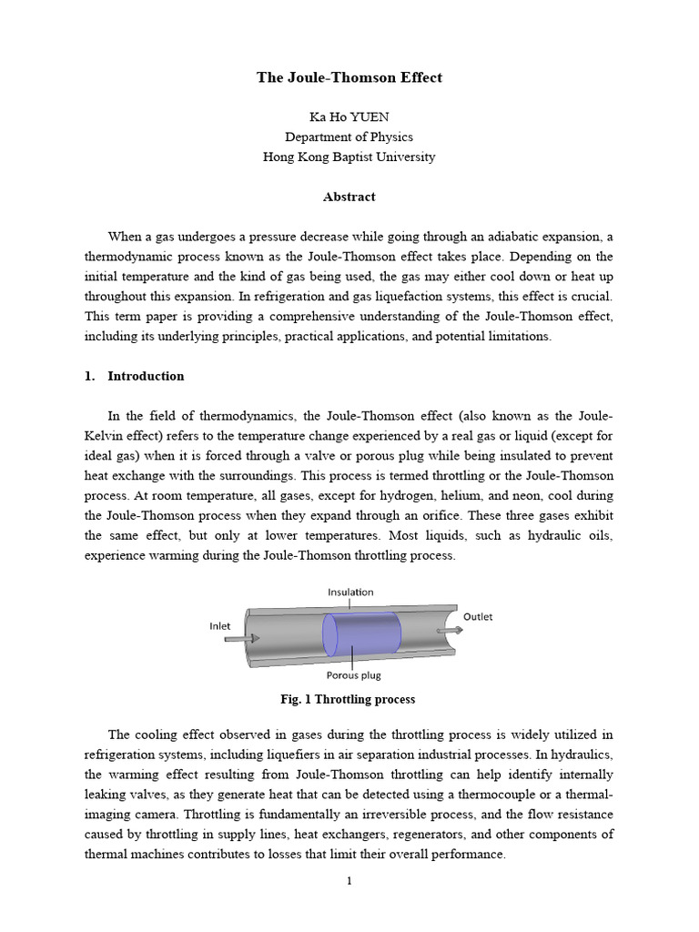 Joule Thomson Effect | PDF | Gases | Mechanical Engineering
