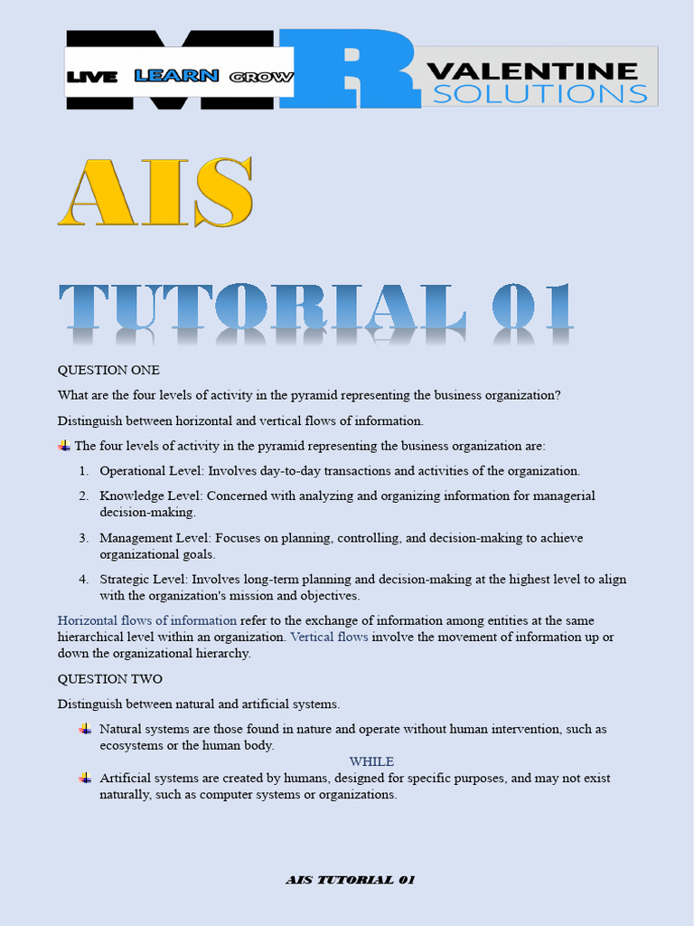 Ais Solved Tutorial 01 Mrvalentine Pdf Information Information System 