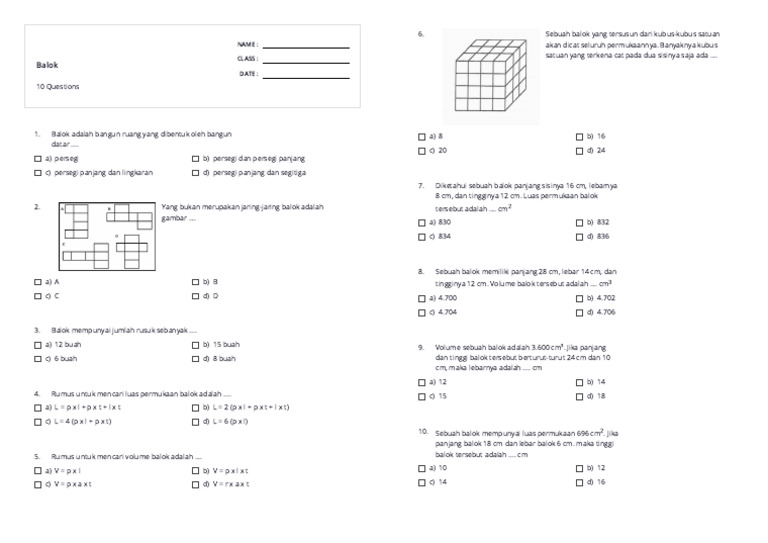 Balok - Print - Quizizz | PDF