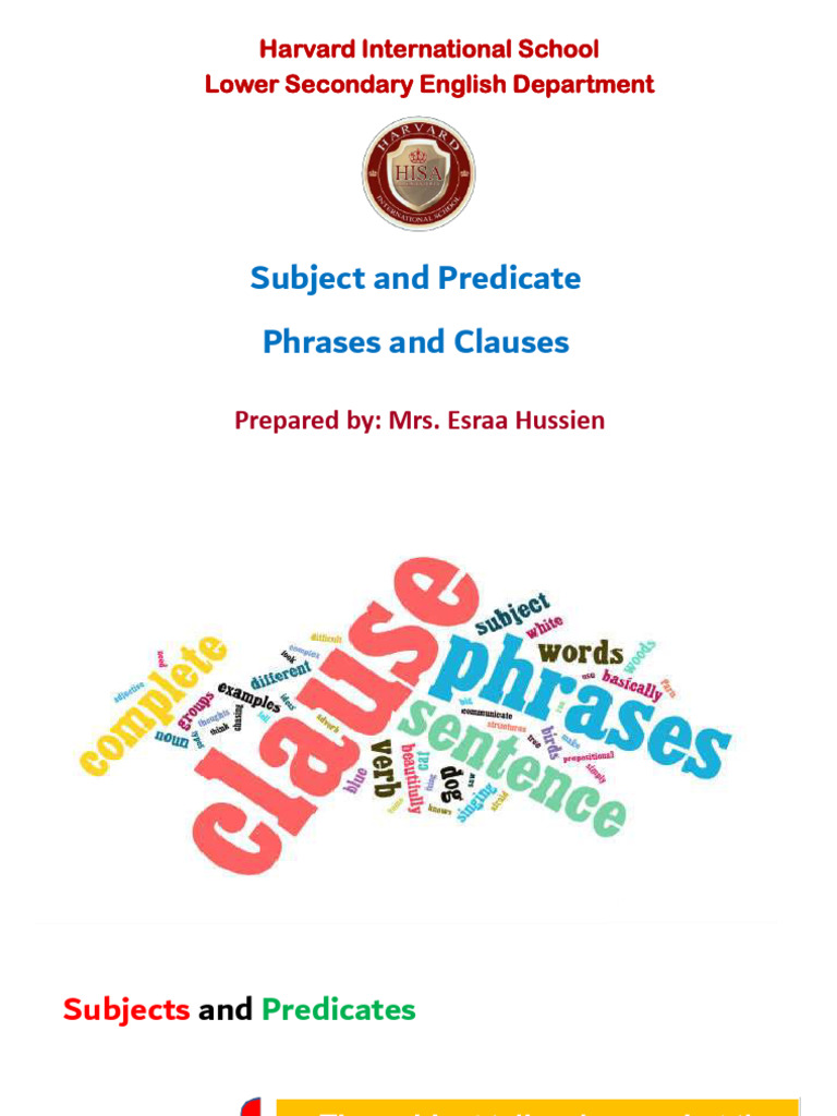 Subjects Predicates Phrases Clauses | PDF | Subject (Grammar) | Verb
