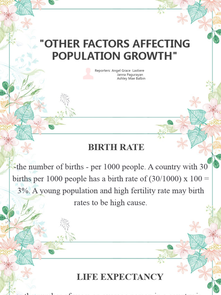 Factors Affecting Population Growth | PDF | Birth Rate | Mortality Rate