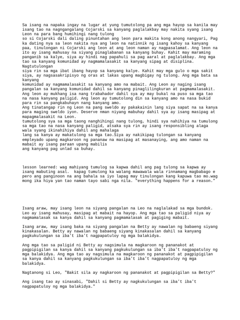 Masipag Na Leon: Pabula | PDF