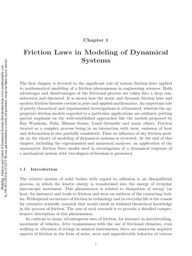 2017 Friction Laws in Modeling of Dynamical Systems | PDF | Friction ...