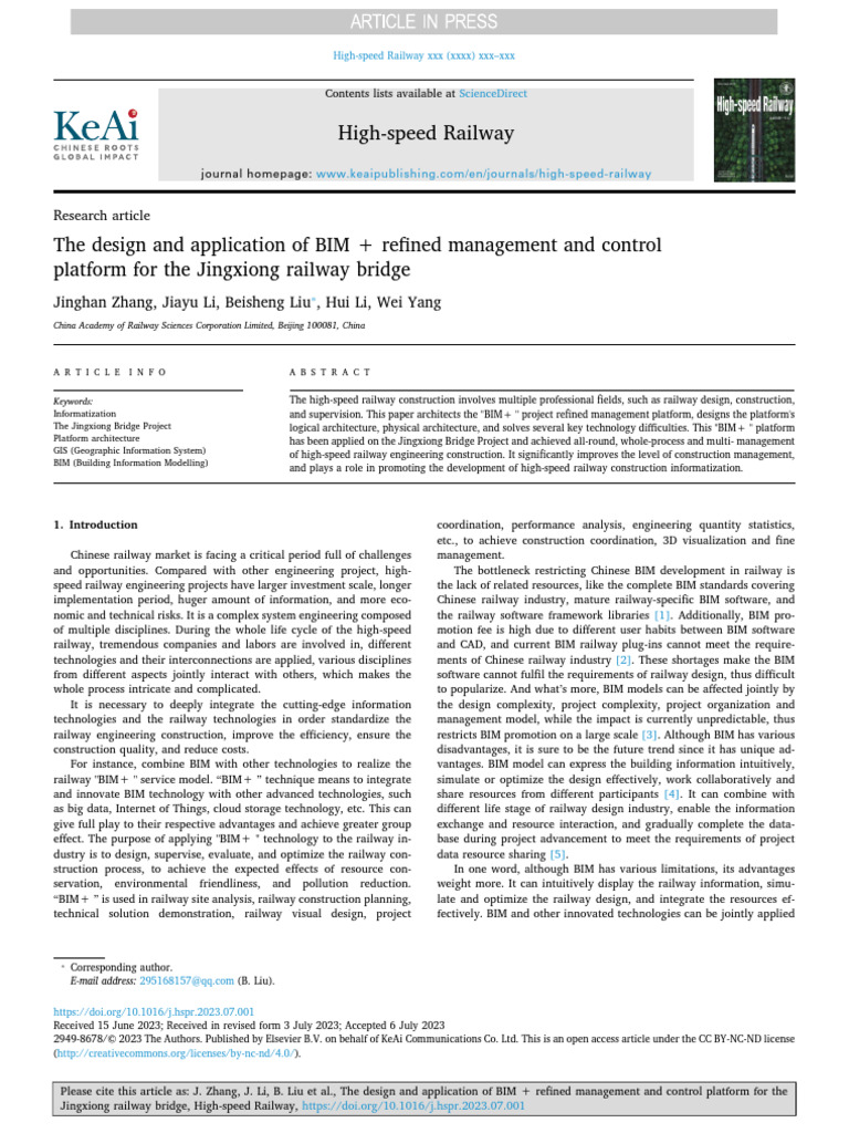 The Design and Application of BIM Refined Management and C 2023 High ...