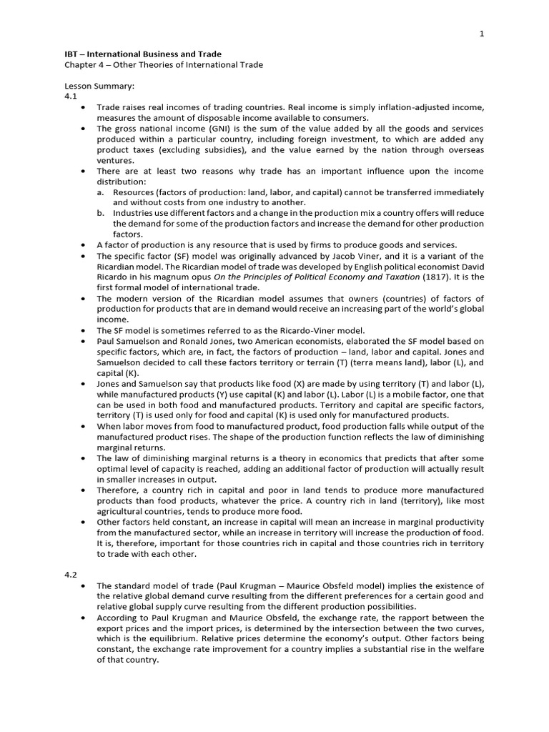 IBT Lesson Summary Chapter4 | PDF | Demand | Supply (Economics)