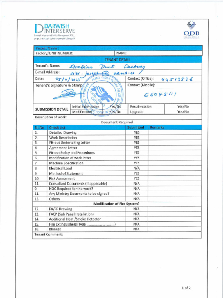 Fit Out Check List | PDF