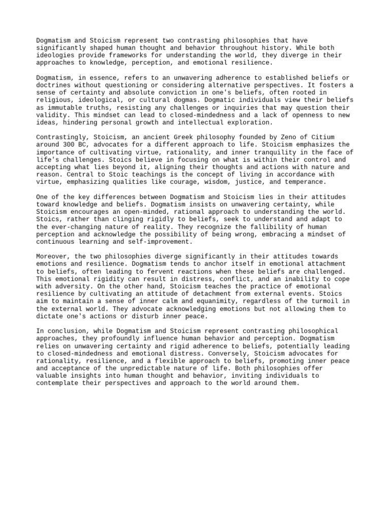 Dogmatic and Stoicism | PDF | Stoicism | Dogma