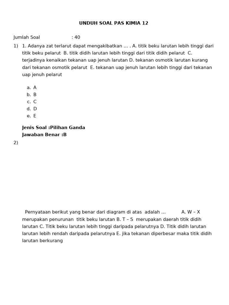 Lembar Soal Pas Kimia 12 | PDF