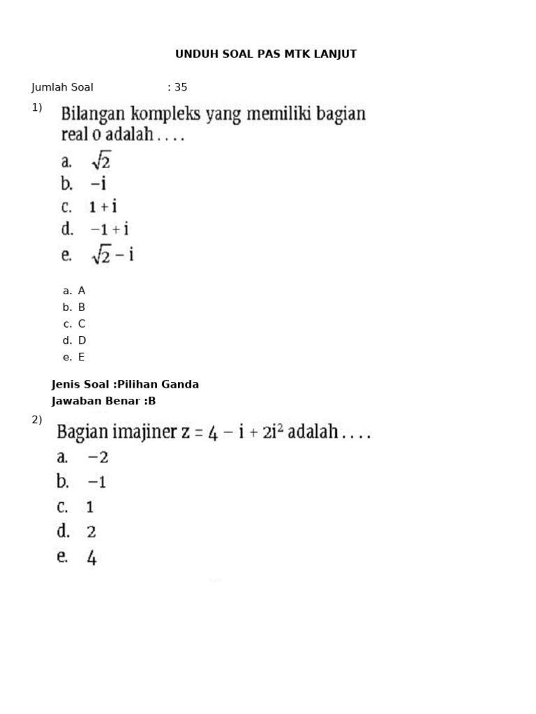 Lembar Soal PAS MTK LANJUT | PDF | Metode & Bahan Ajar