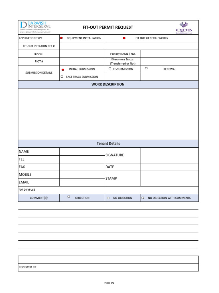 Fit OUT Request | PDF