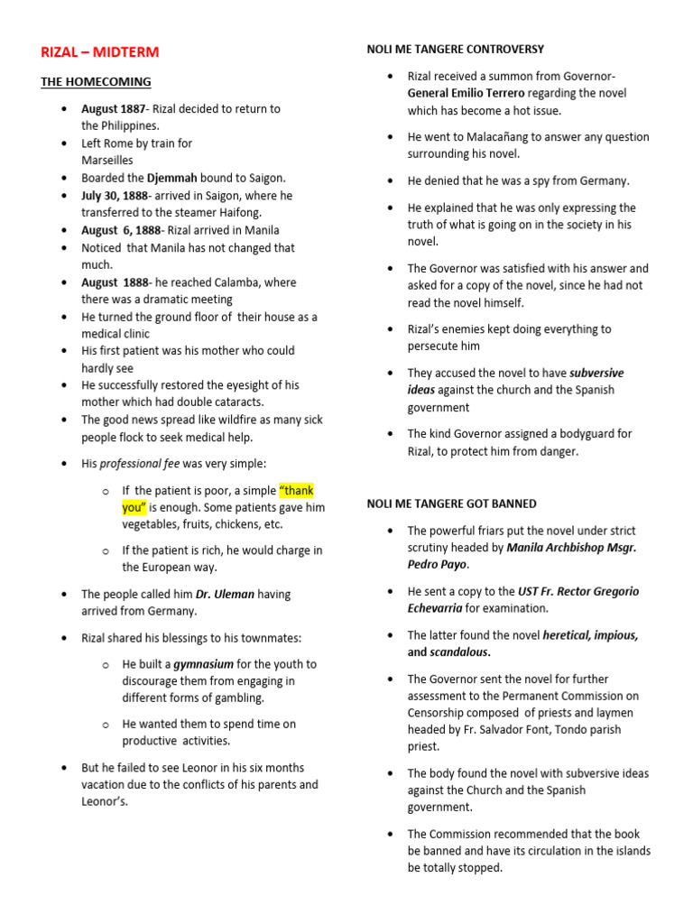 Rizal Midterm | PDF | Philippines | Manila
