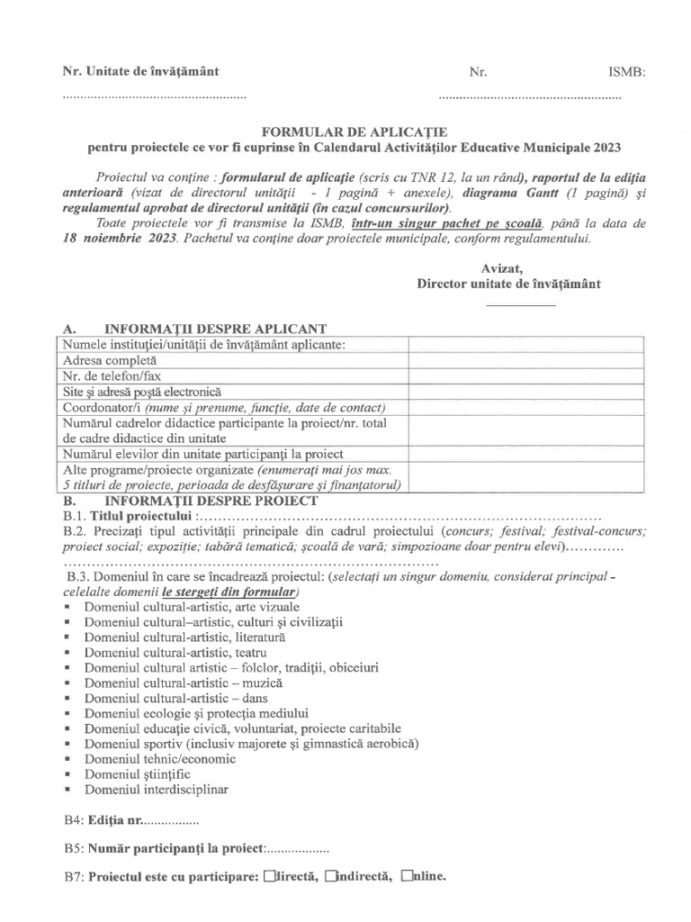 8 - Formular de Aplicatie CAEM | PDF