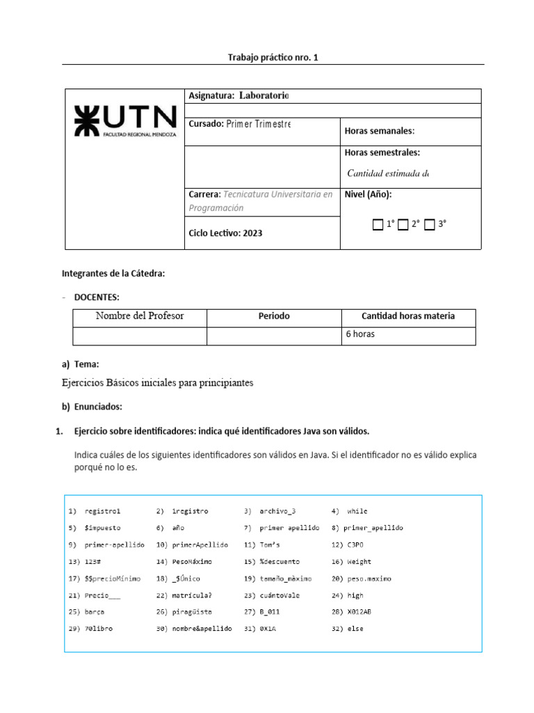 Trabajo Práctico Nro 1 - Laboratorio 1 - Pablo | PDF | Java (lenguaje de programación ...